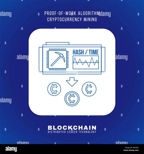 Vector Outline Design Blockchain Proof Of Work Algorithm Cryptocurrency