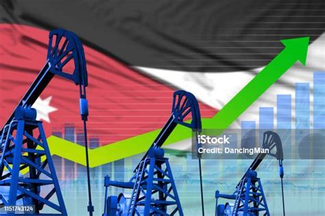 요르단 국기 배경요르단 석유 산업 또는 시장 개념의 산업 그림에 성장 그래프 3d 일러스트레이션 0명에 대한 스톡 사진 및 기타 이미지 Istock