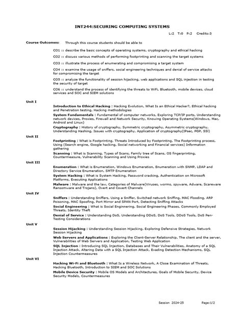 Int244 Securing Computing Systems Syllabus Pdf