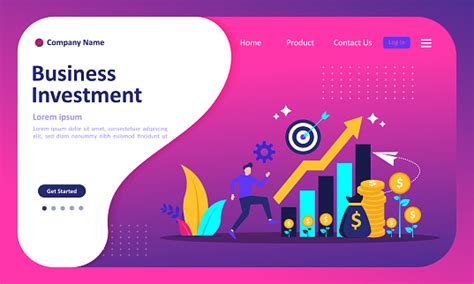 비즈니스 투자 개념 성공적인 금융 성장 차트 증가 이익 웹 방문 페이지 Ui 모바일 앱 배너 템플릿에 적합합니다 벡터