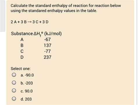 Calculate The Standard Enthalpy Of Reaction For Reaction Below Using