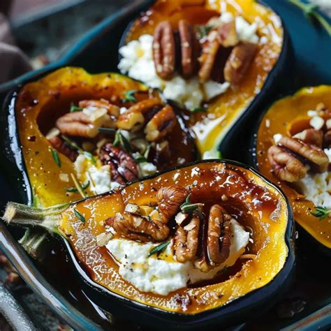 Maple Pecan Goat Cheese Roasted Acorn Squash Recipe Recipes Own