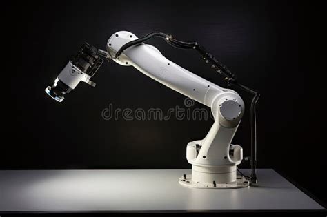 High Tech Robotic Arm With Specialized Gripper And Light Source For Precision Stock