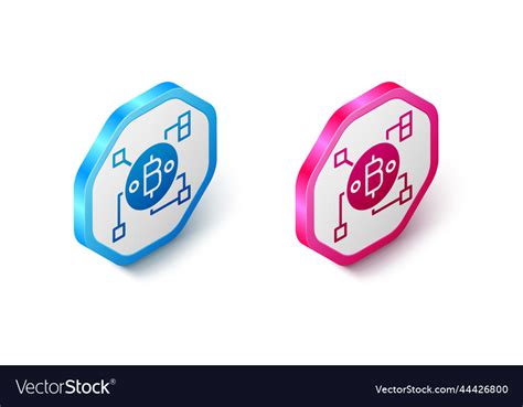 Isometric Blockchain Technology Bitcoin Icon Vector Image
