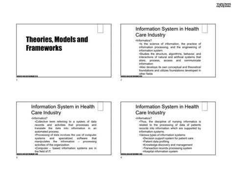 Lec 1 Theories Models And Frameworks Nursing Informatics Pdf