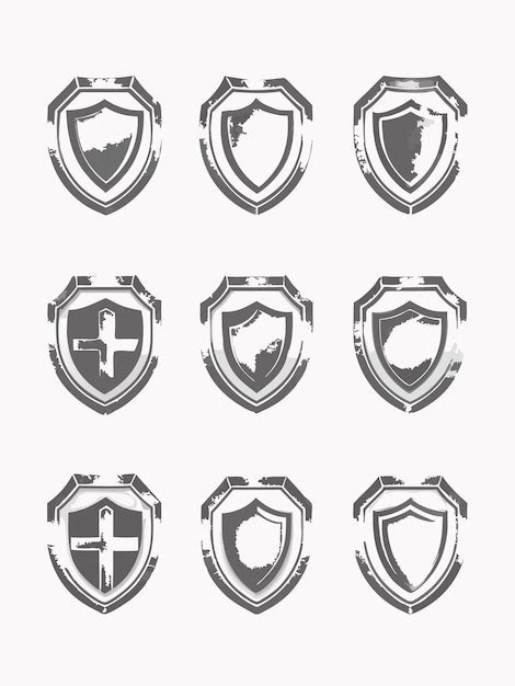 A Set Of Different Shield Logos Including A Shield And Shield Premium