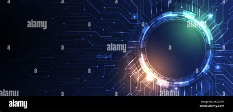 Abstract Technology Digital Circles Of Particles Futuristic Background