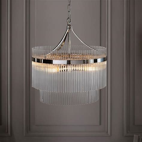 Contemporary Glass Rod 5 Light Ceiling Light Polished Nickel