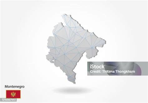 어두운 배경에 다각형 스타일의 트렌디 한 삼각형 디자인몬테네그로의 벡터지도 현대 3d 종이 컷 아트 스타일의지도 모양 레이어드 페이퍼크래프트 컷아웃 디자인 0명에 대한 스톡