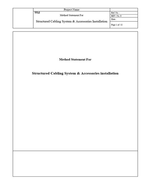 Method Statement For Structured Cabling System And Accessories Installation Pdf Optical Fiber