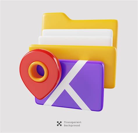 Premium Psd Folder With A Map Mark Location Isolated File Folder Cute Minimal Icon Concept