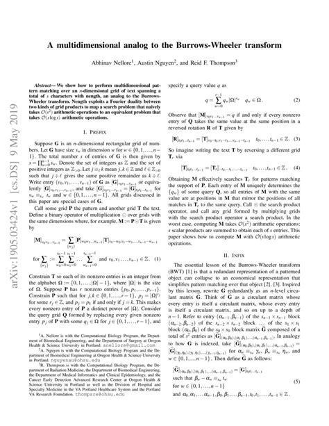 A Multidimensional Analog To The Burrows Wheeler Transform Deepai