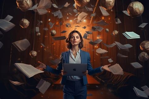 Premium Photo A Person Juggling Multiple Tasks Managing Time Generative Ai