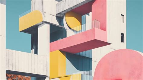 Abstract Architectural Design With Geometric Shapes And Vibrant Colors Premium Ai Generated Image