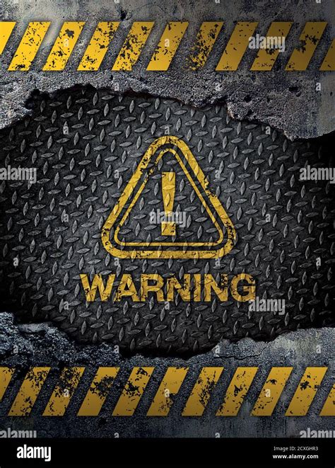 Warning Sign On Rusty Metal Background Stock Photo Alamy