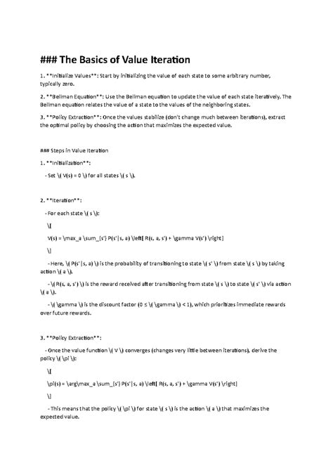 Value Iteration Andand Policy Iteration The Basics Of Value Iteration