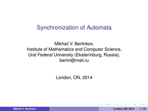 Pdf Synchronization Of Automata