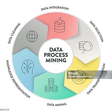 Data Process Mining Infographics Presentation Vector Has Data Cleaning Integration Selection