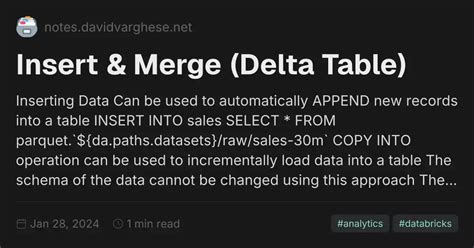 Insert And Merge Delta Table