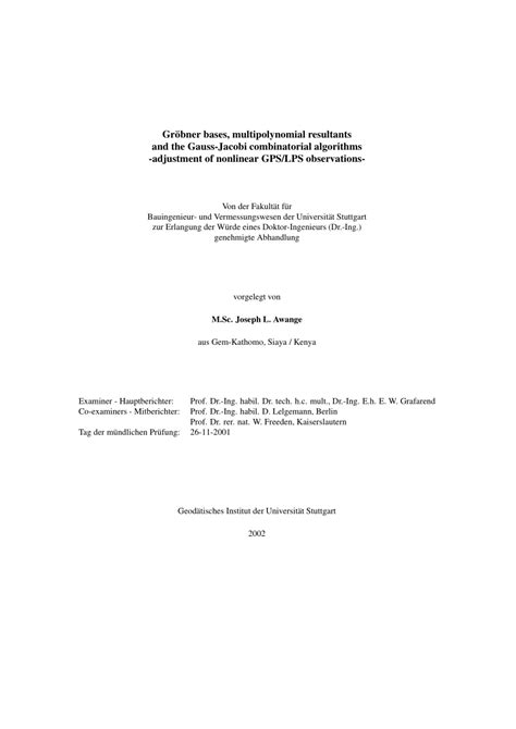 pdf gröbner bases multipolynomial resultants and the gauss jacobi combinatorial algorithms