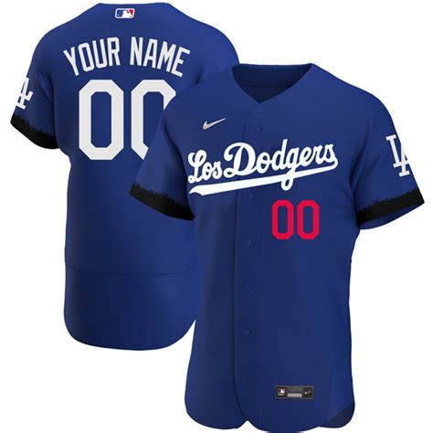 Los Angeles Dodgers Custom City Connect Blue Jersey All Stitched