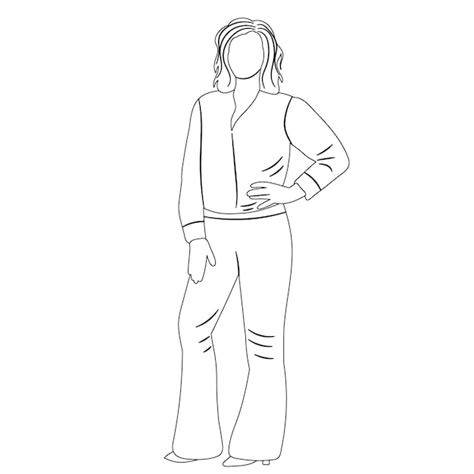 Premium Vector Woman Girl Sketch Contour On White Background Isolated