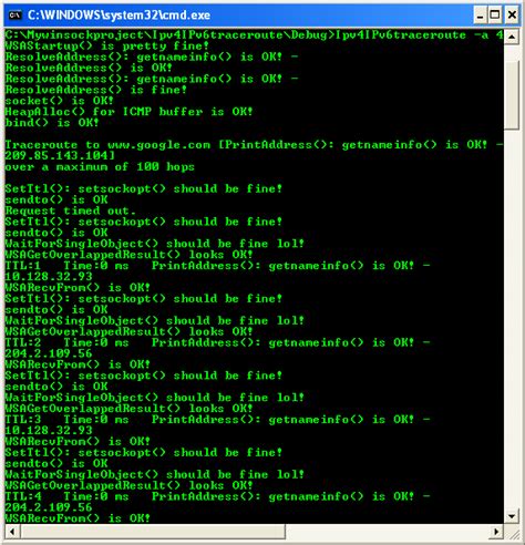 The Winsock Traceroute Program Example Using C Codes