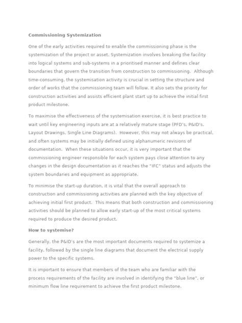 Systematization Of Commissioning Pdf