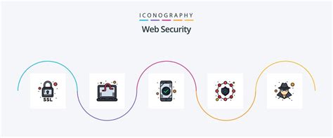 Web Security Line Filled Flat Icon Pack Including Hacker Security App Protection Ok