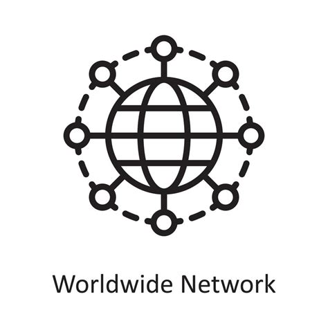Worldwide Network Vector Outline Icon Design Illustration Cloud Computing Symbol On White