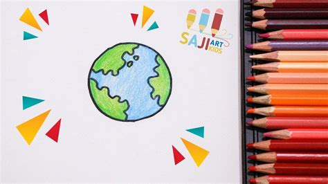วาดรูปโลกง่ายๆ วาดรูประบายสีไม้สวยๆ How To Draw Earth Very Easy Youtube