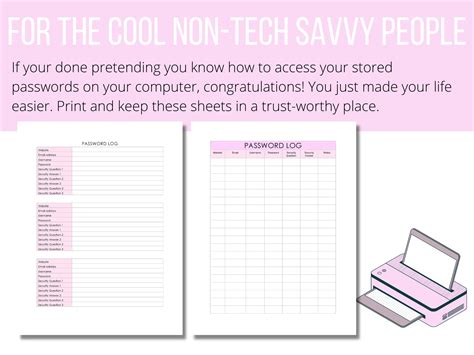 Editable Password Log Printable Password Tracker Password Keeper Password Organizer Multi