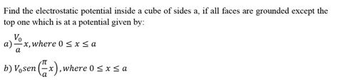 Solved Find The Electrostatic Potential Inside A Cube Of