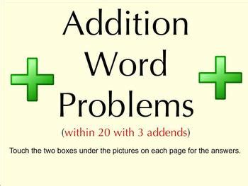 Addition Word Problems Within 20 With 3 Addends Smartboard TpT