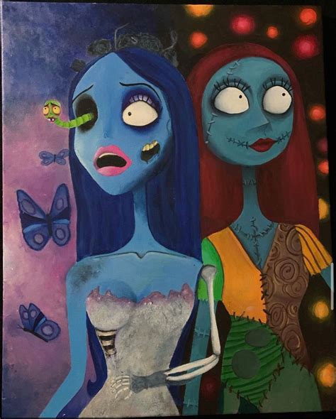 Sally And Emily Corpse Bride And Nightmare Before Christmas Painting
