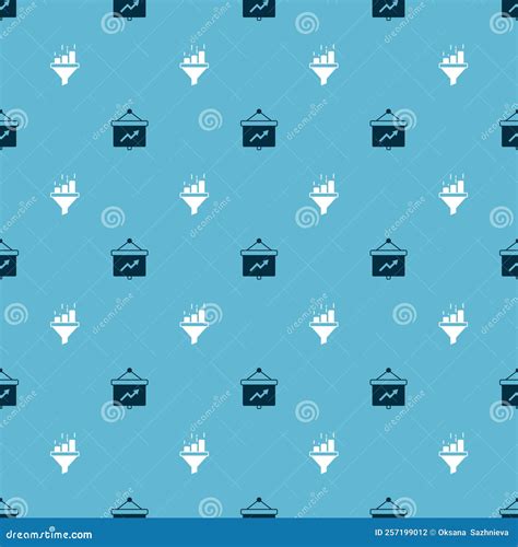 Set Board With Graph And Sales Funnel Chart On Seamless Pattern Vector Stock Vector