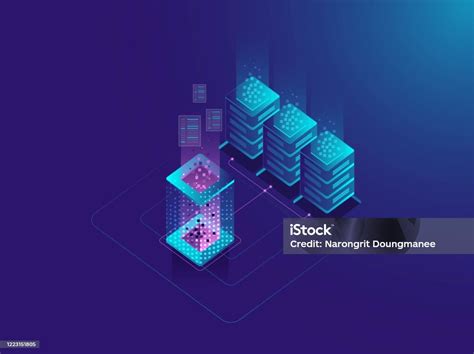 효과적인 템플릿 기술 데이터 마이닝 서버 농장 방 및 전화 컴퓨터 데이터 데이터 처리 벡터 일러스트레이션과 같은 스마트 디지털 장치 0명에 대한 스톡 벡터 아트 및 기타