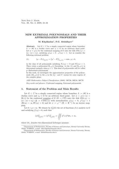 Pdf New Extremal Polynomials And Their Approximation Properties