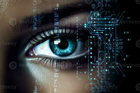 Woman Futuristic Science System Digital Technology Cyberspace Abstract Human Eye Concept