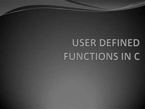 Pradeep User Defined Function In C Programming