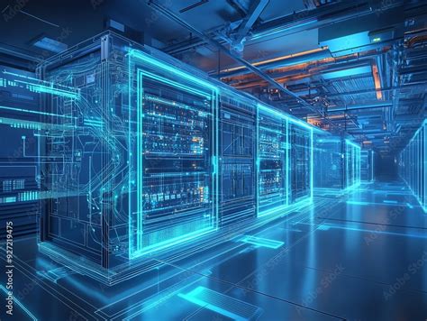 Crosssectional Blueprint Of A Subterranean Data Center Showcasing The