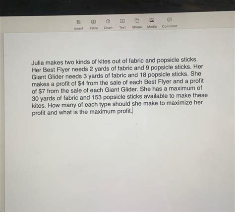 Solved A Insert Table Chart Text Shape Media Comment Julia Chegg Com
