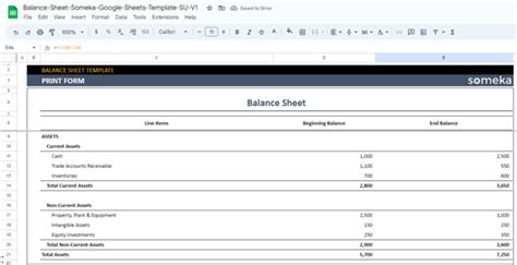 Balance Sheet Template Google Sheets Printable Balance Sheet