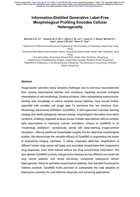 Pdf Information Distilled Generative Label Free Morphological Profiling Encodes Cellular