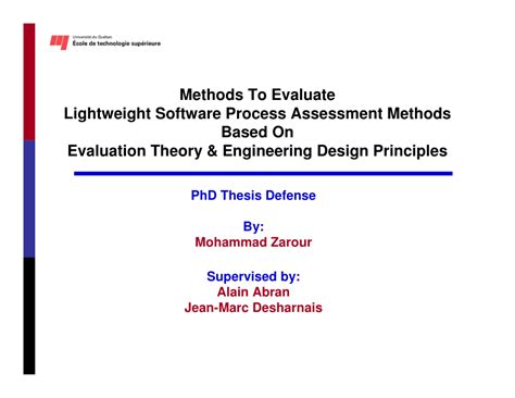 Pdf Methods To Evaluate Lightweight Software Process Assessment