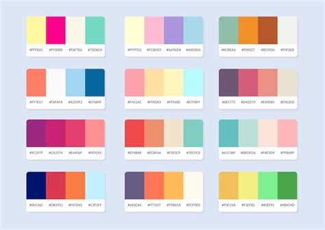 Rgb Hex의 Pantone 컬러 팔레트 카탈로그 샘플 프리미엄 벡터