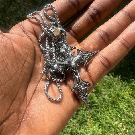 Y2k Big Vintage Goth Cross Necklace Goth Y2k Depop