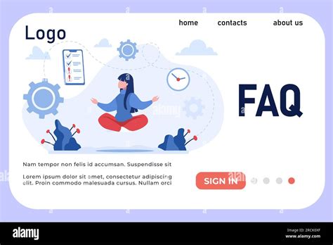 Online Meeting Landing Page FAQ Website UI Design Woman Planning Time And Schedule Customer