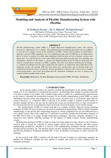 Pdf Modeling And Analysis Of Flexible Manufacturing System With Flexsim