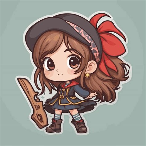 Premium Vector Pirate Girl Cartoon Vector